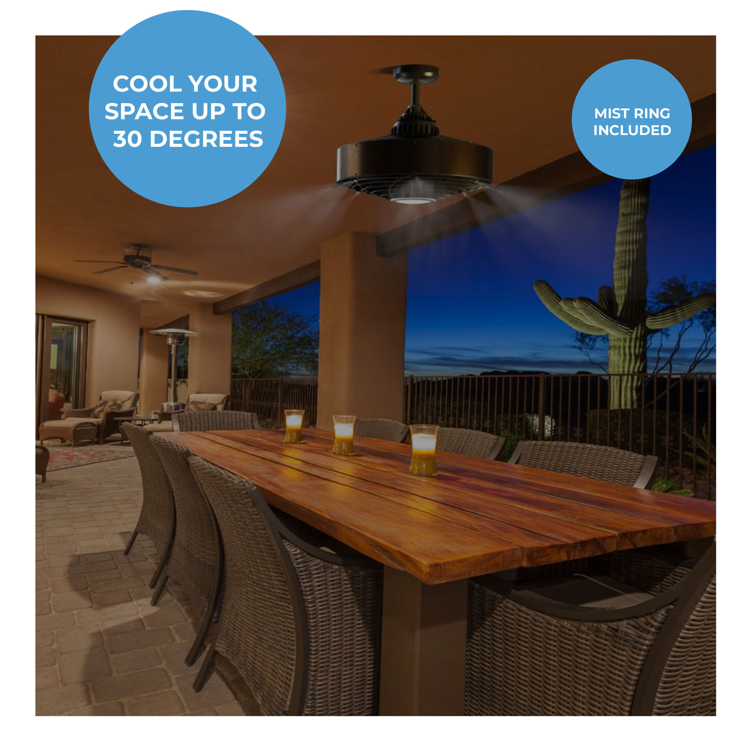 AeroMist Ceiling Misting Fans: Cool & Durable Solutions